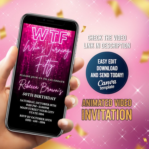 Electronic WTF Invitation Digital WTF Who's Turning Fifty - Etsy Australia