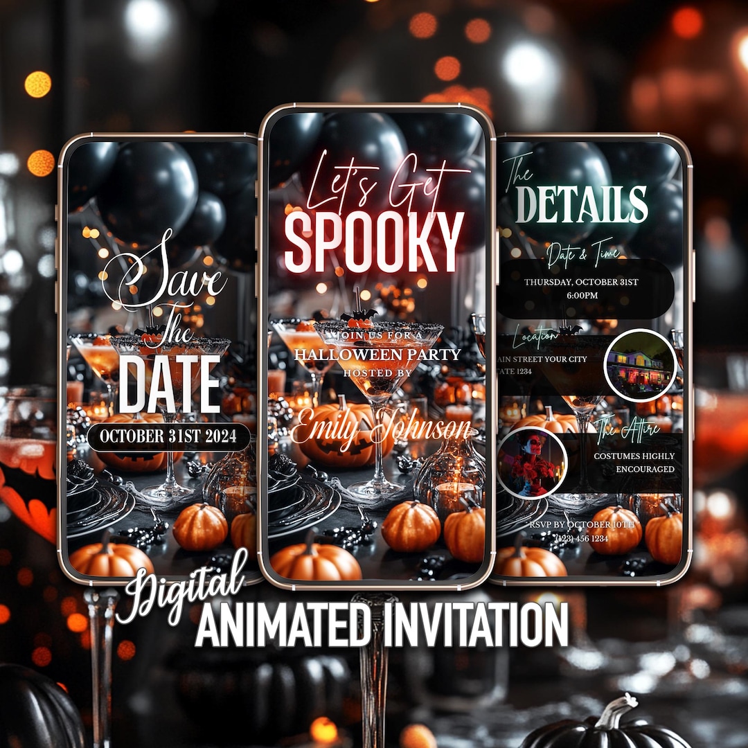 Let's Get Spooky Halloween Invitation, Editable Halloween Party ...