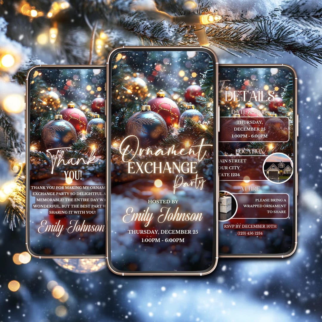Ornament Exchange Party Invitation, Editable Holiday Ornament Swap ...