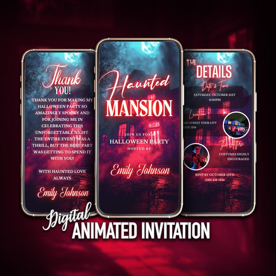 Editable Haunted Halloween Invitation, Halloween Mansion Party Invite ...