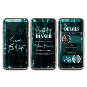 Emerald Save the Date Dinner Invitation, Digital Emerald Green Dinner ...