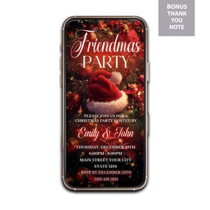 Digital Friendmas Invitation Template, Editable Christmas Party Invite ...
