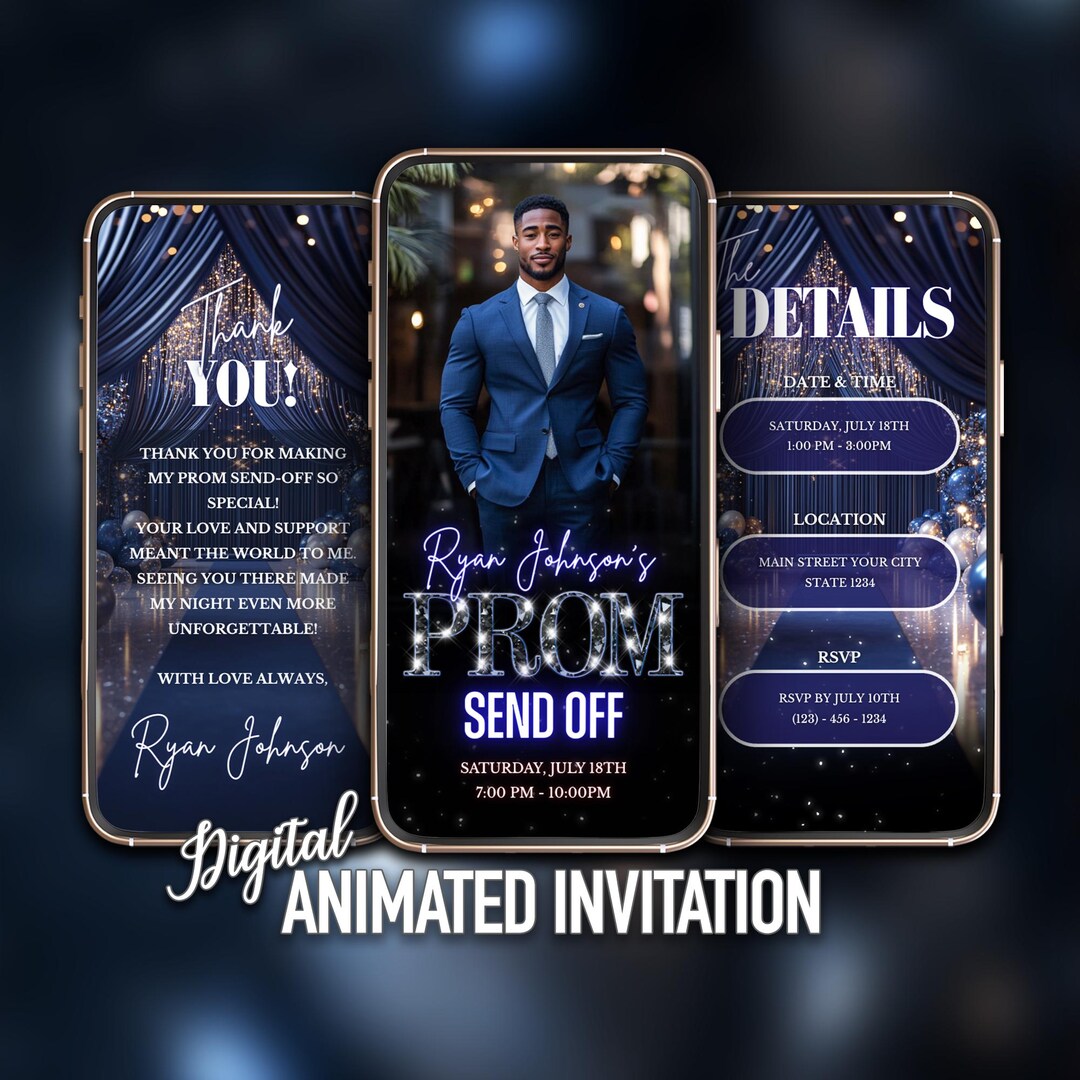 Blue Prom Send off Invitation: Editable Party Template (digital ...