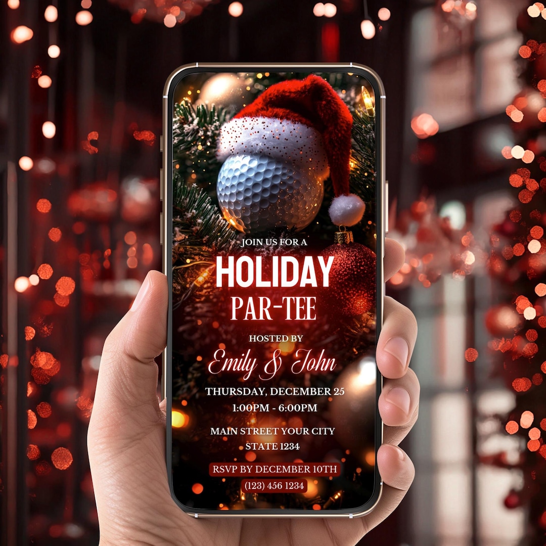 Holiday Golf Party Invitation, Editable Christmas Golf Invite, Digital ...
