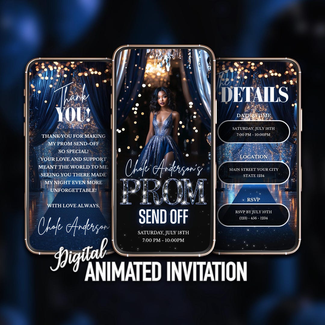 Navy Blue Prom Send off Invitation: Editable Template (digital Download ...