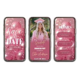 Pink Graduation Invitation: Class of 2024, Editable Template (instant ...