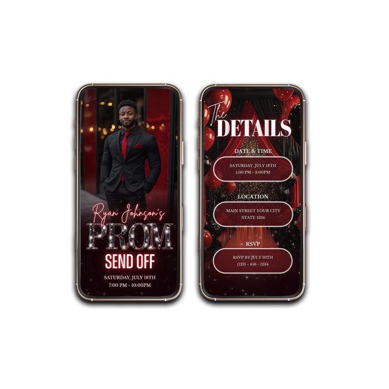 Red Prom Send off Invitation: Editable Party Template (digital Download ...