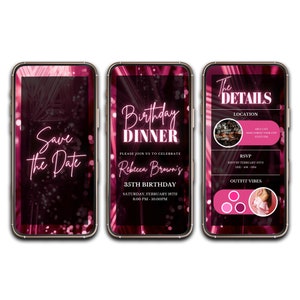 Pink Save the Date Birthday Dinner Invitation, Digital Invitation ...