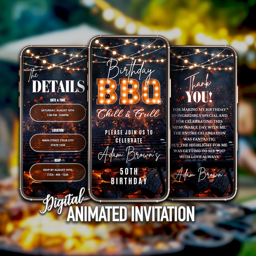 BBQ Party Invitation, BBQ Chill and Grill, Birthday Invitation, Adult ...