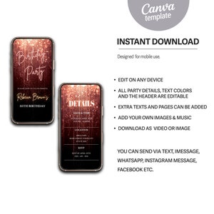 Electronic Birthday Party Invitations, Editable Texts, Women Birthday ...