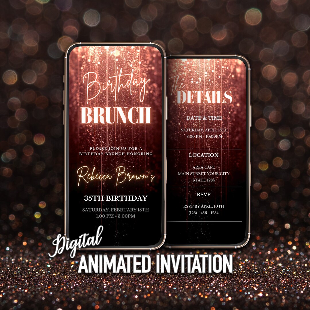 Rose Gold Birthday Brunch Invitation: Editable Digital Flyer - Etsy