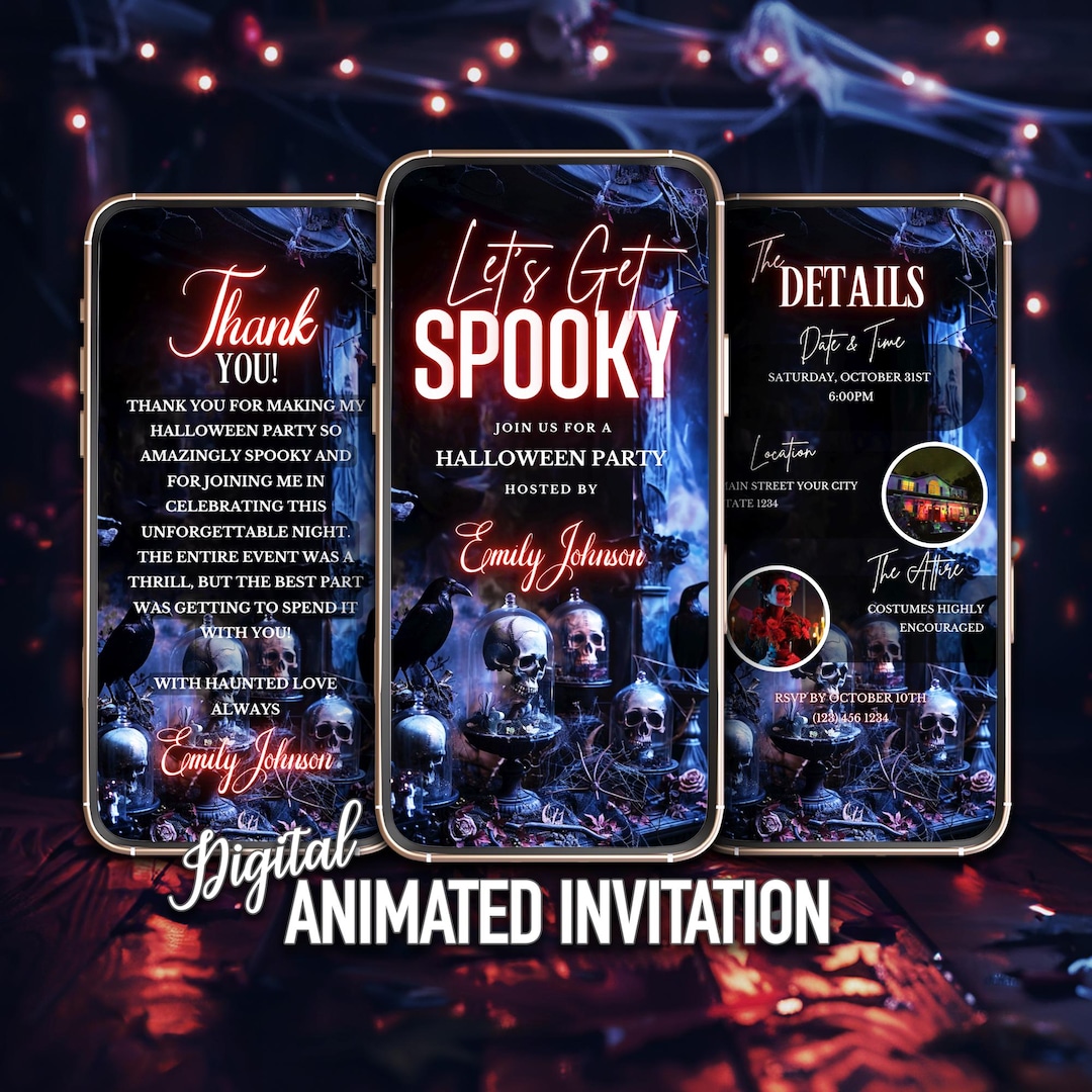 Digital Let's Get Spooky Halloween Party Invitation for Adults ...