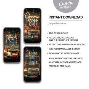 Digital Christmas Dinner Invitation, 2025 Editable Christmas Party ...