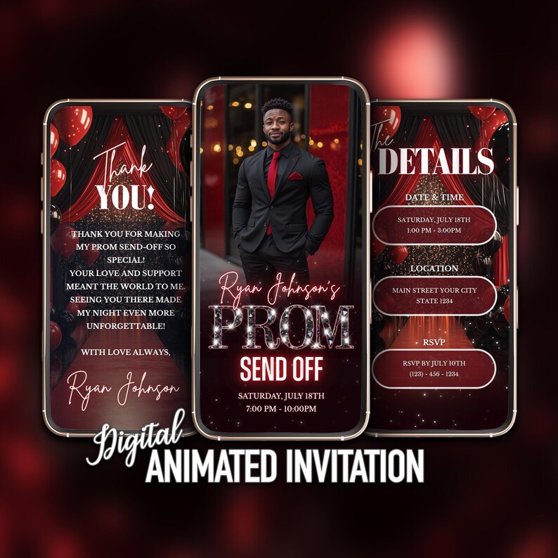 Red Prom Send off Invitation: Editable Party Template (digital Download ...
