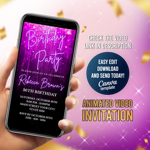 Purple Invitations - Etsy