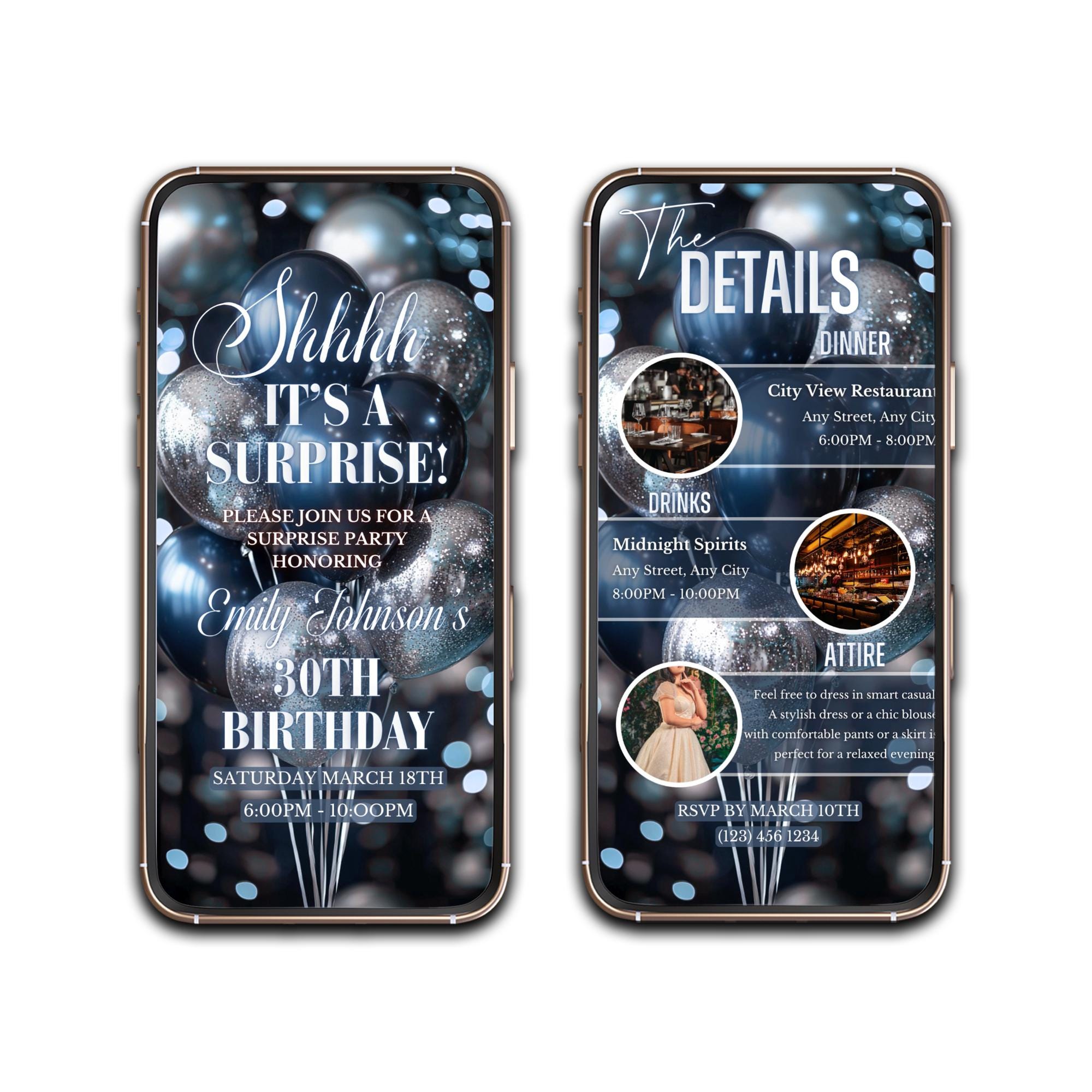 Blue & Silver Surprise Party Invitation (instant Download) - Etsy