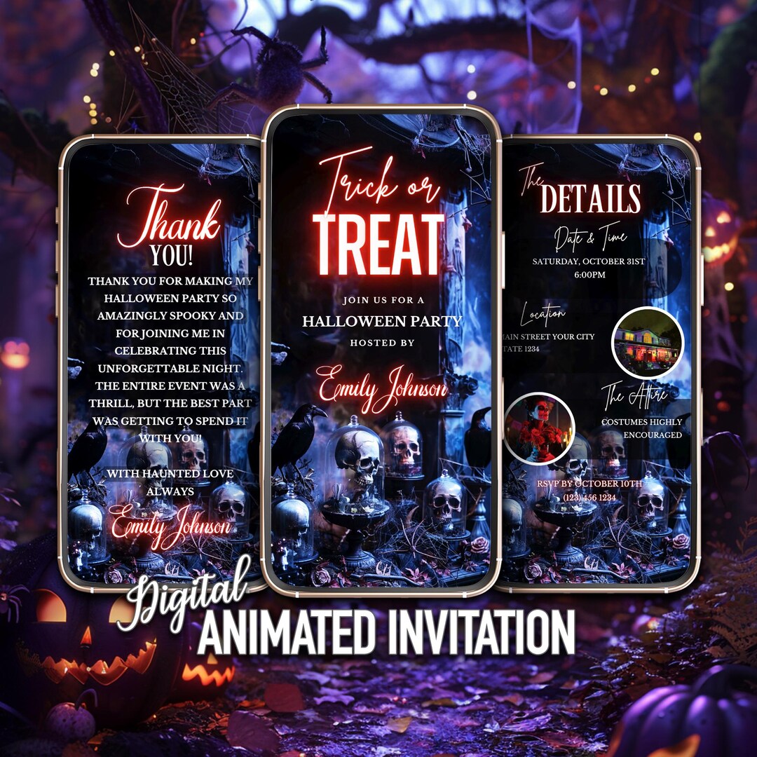 Editable Trick or Treat Halloween Party Invitation for Adults, Digital ...