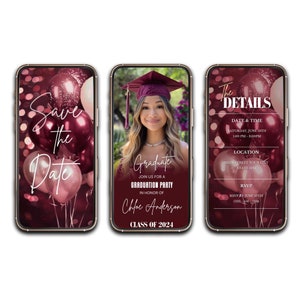 Maroon Color and White Graduation Invitation, 2025 Graduation, Class of ...