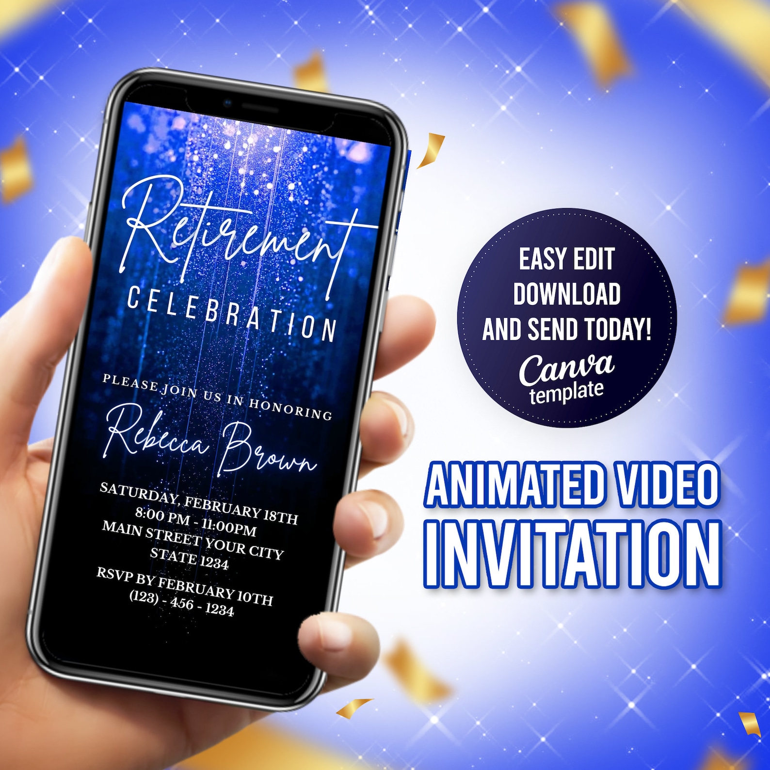 Digital Retirement Party Invitation: Editable Template (digital ...