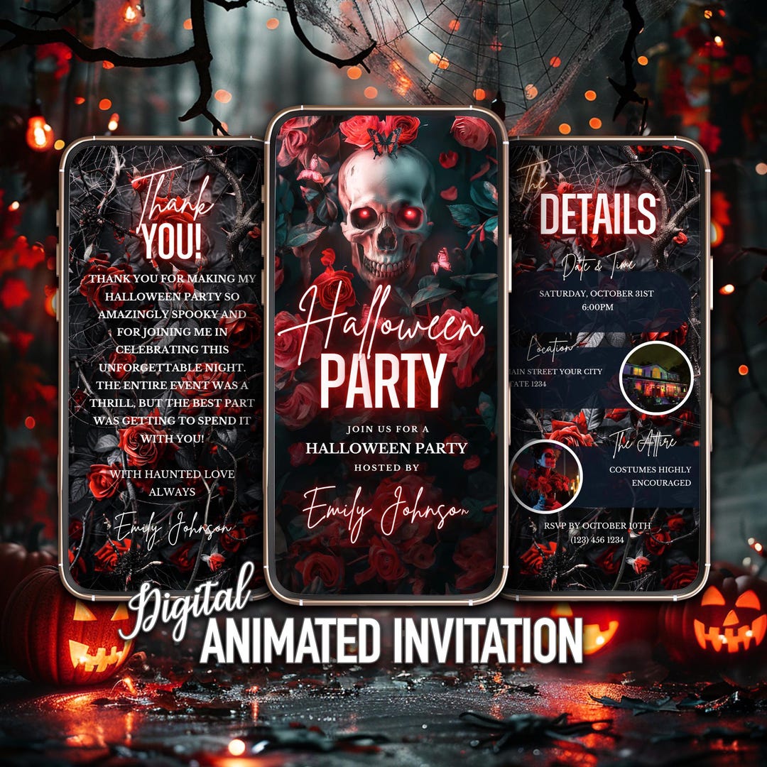 Digital Halloween Party Invitation, Editable Adult Halloween Invitation ...