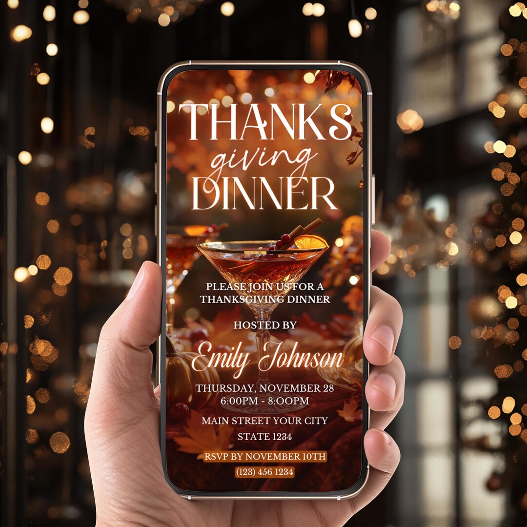 Digital Friendsgiving Dinner Invitation, Thanksgiving Dinner Invite ...