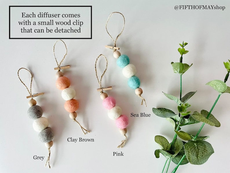 Essential Oil Diffuser || Felt Wool Ball Diffuser, Car Air Freshener ...