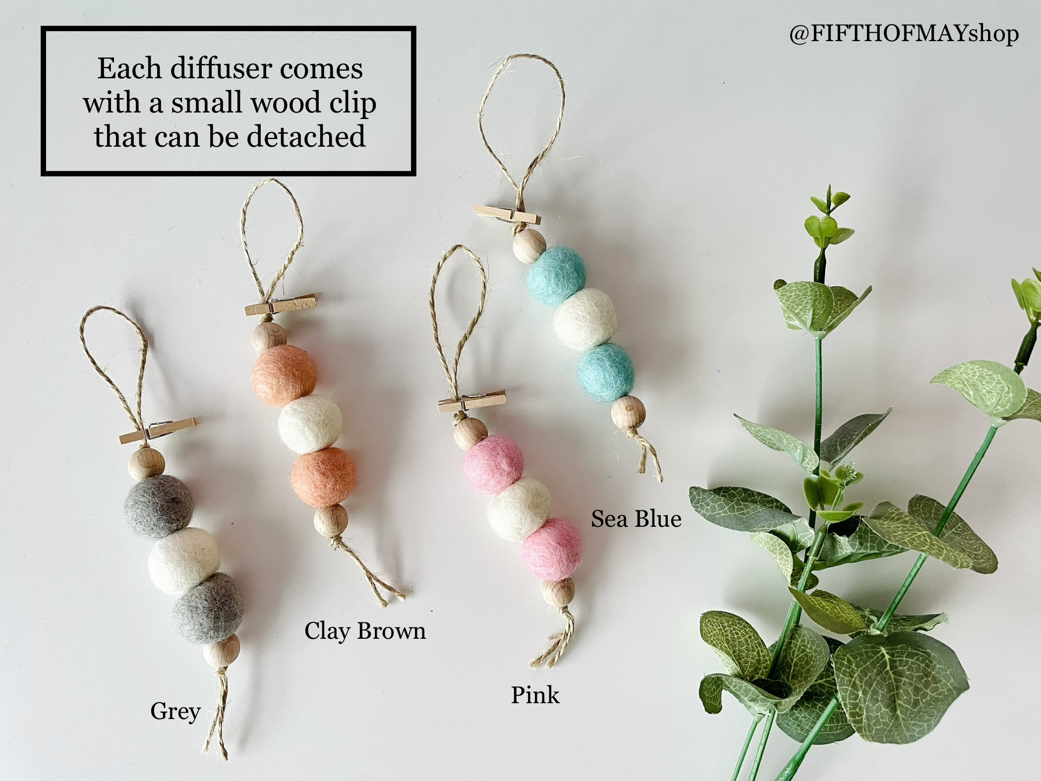 Essential Oil Diffuser || Felt Wool Ball Diffuser, Car Air Freshener ...
