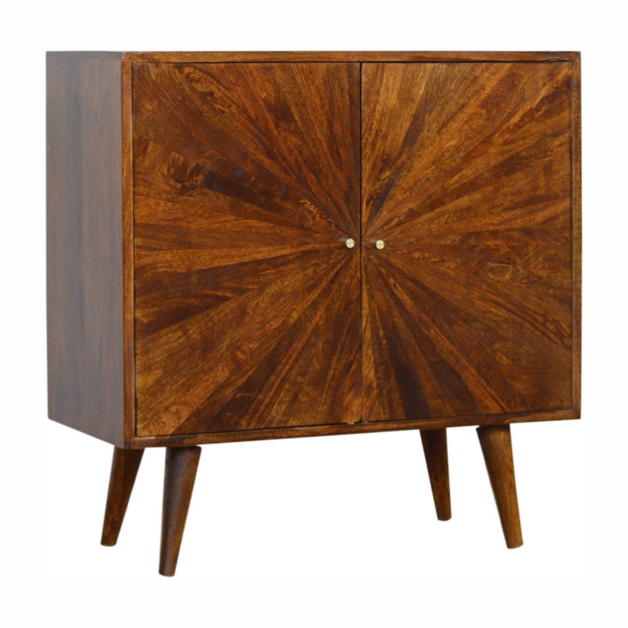 Sunburst Wooden Cabinet, Chestnut 2 Door Storage Cabinet, Console ...
