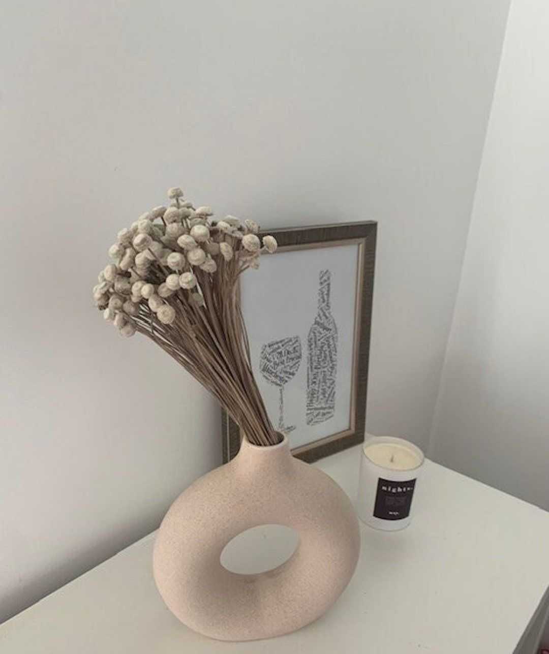 Natural Pom Pom Dried Flower Bouquet, Gift for Her, Neutral Dried ...