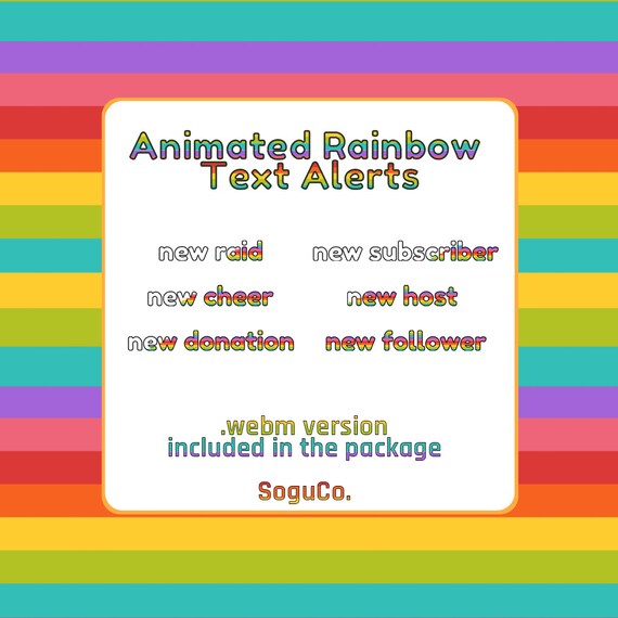 Animated Rainbow Text Alerts Rainbow Minimal Text Alert | Etsy