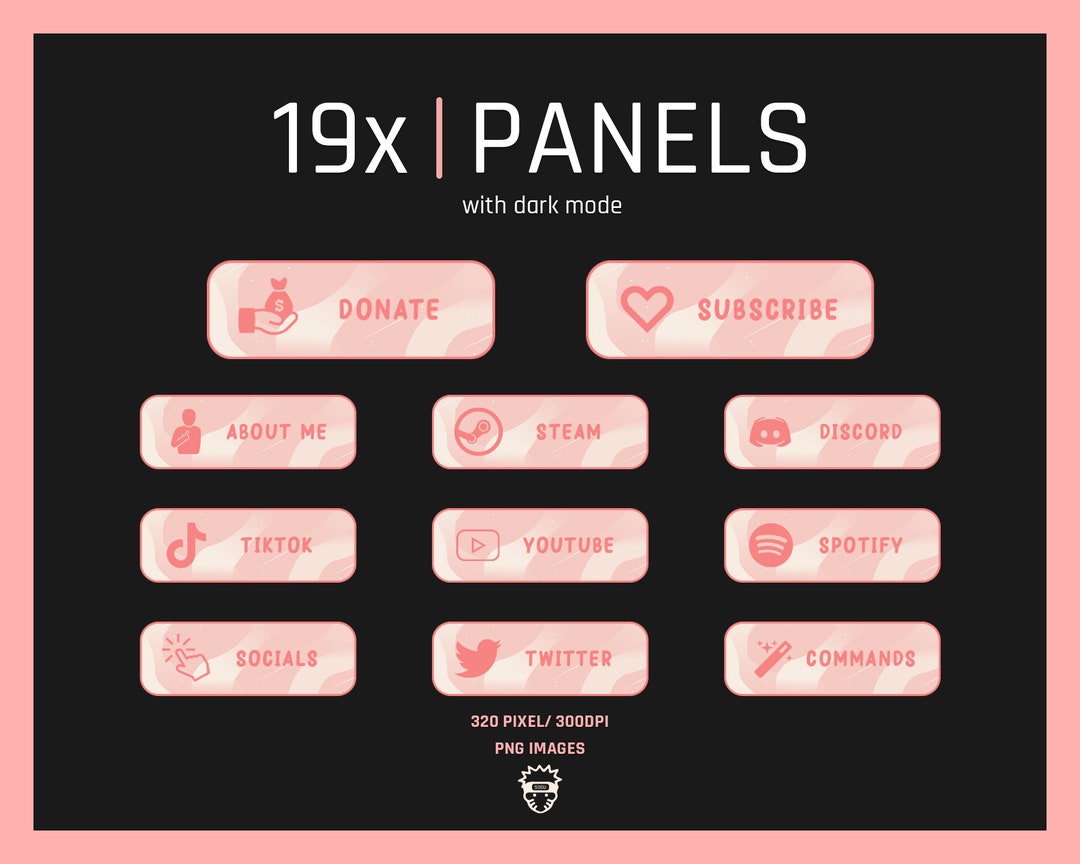 19x Pink Twitch Panels Pack / Cute Pink Panels / Sakura Colors Palette ...