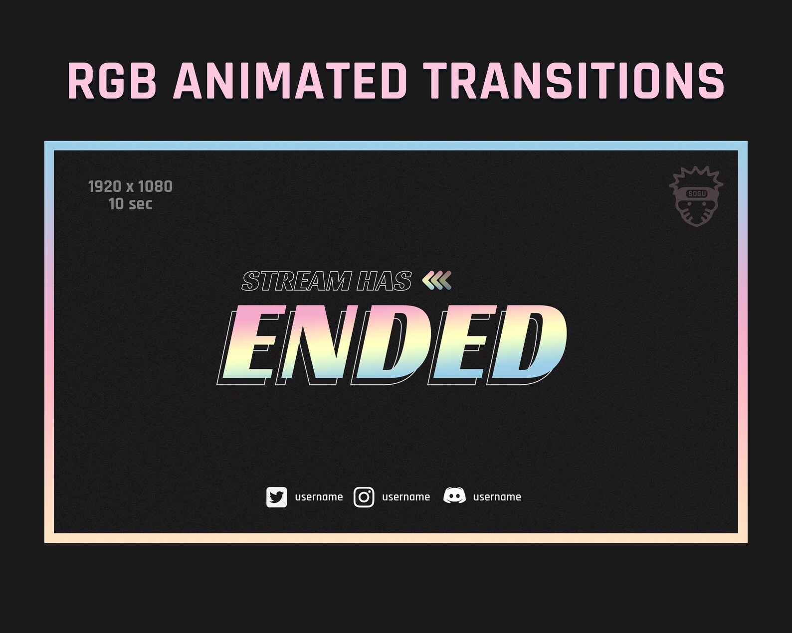 Animated RGB Stream Transitions / Scene Transition / Starting, Be Right ...