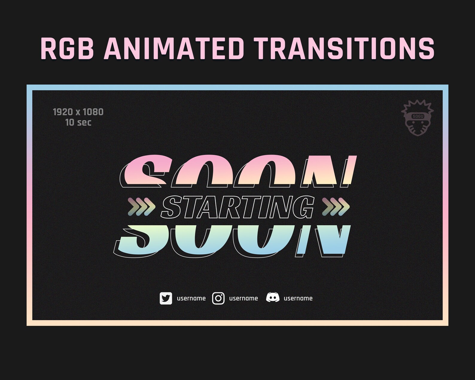 Animated RGB Stream Transitions / Scene Transition / Starting, Be Right ...