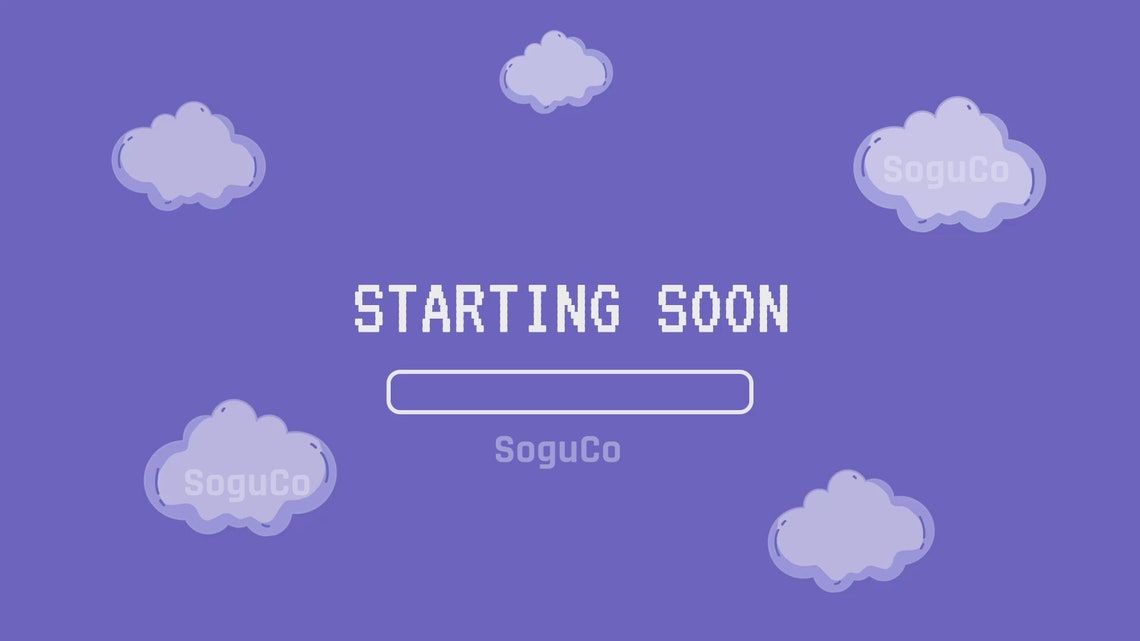 Cute Cloud Purple Stream Transition Screens Pack Starting, Ending, Be ...