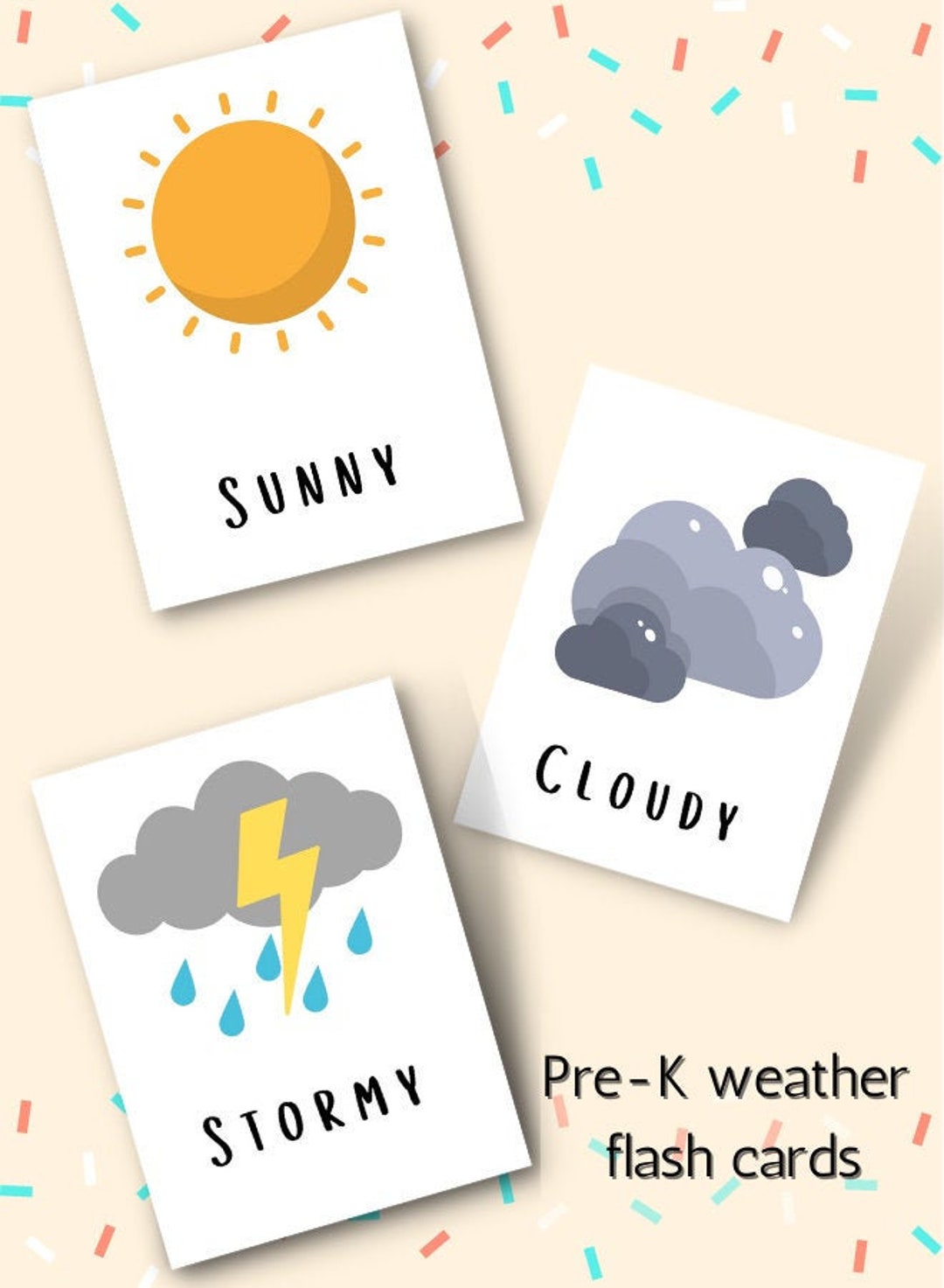 WEATHER FLASH CARDS for Pre-k and Toddlers - Etsy
