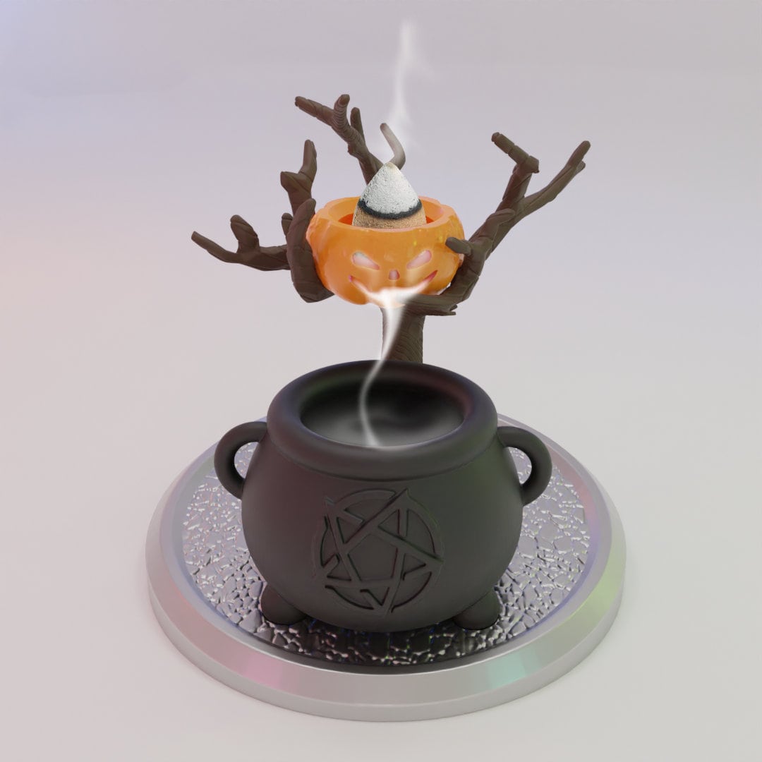 Backflow Incense Burner Halloween Pumpkin Cauldron 3D Printable Digital ...