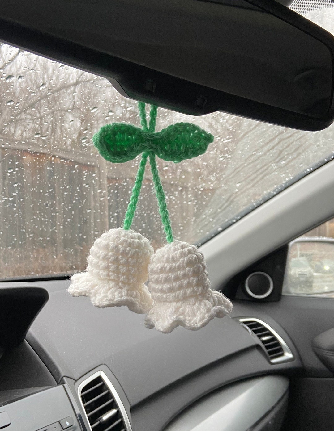 Lily of the Valley Crochet Charm, Lily Flower Car Accessory, Rearview ...