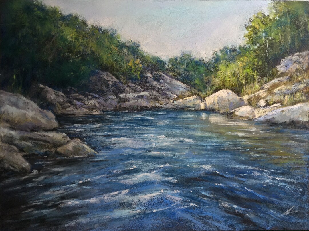 Riverscape Pastel Painting - Etsy