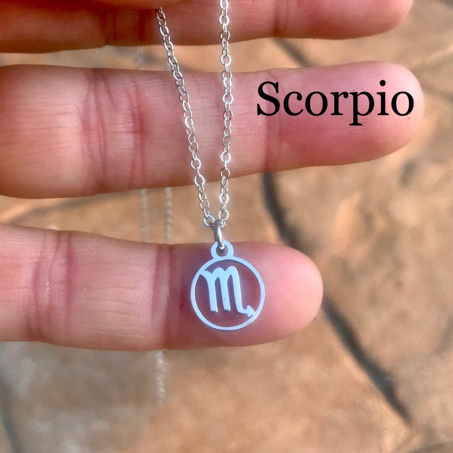 Scorpio Zodiac Pendant With Petite Hammered Cable Chain Adjustable 18 ...