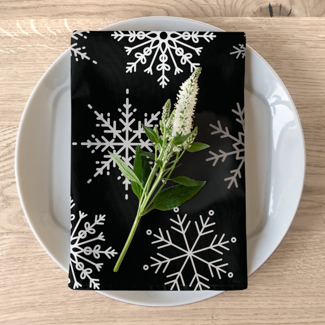 Christmas Holiday Napkins Snowflake Cloth Napkins Modern Cotton Napkins ...
