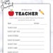 Teacher Appreciation Questionnaire Thank You for Being A Great Teacher ...