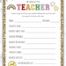 All About My Teacher Questionnaire for Teachers Glitter Varsity Letters ...