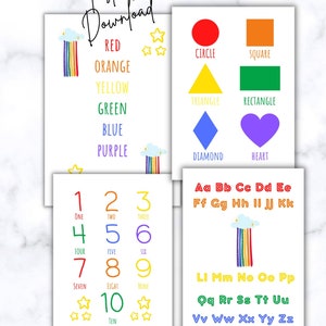 Kids Rainbow Printable Wall Art for Playroom Bedroom or Classroom With ...