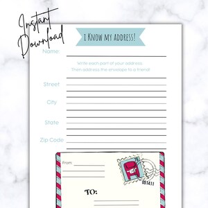 I Know My Address Worksheet Envelope Practice Printable PDF - Etsy