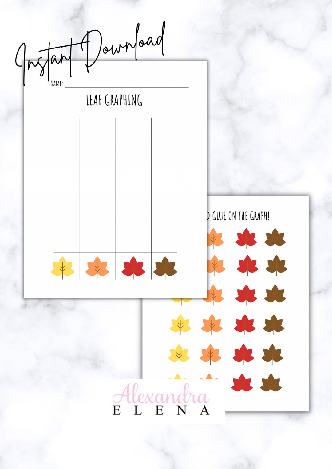 Leaf Graphing Color Sorting and Counting Fall Preschool Math Worksheet ...