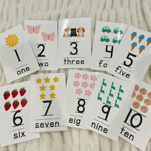 Number Wall Cards 1-10 Counting Picture Wall Posters for Classroom ...