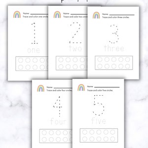 Numbers One Through Ten Tracing and Color Rainbow Numbers 1-10 Math and ...