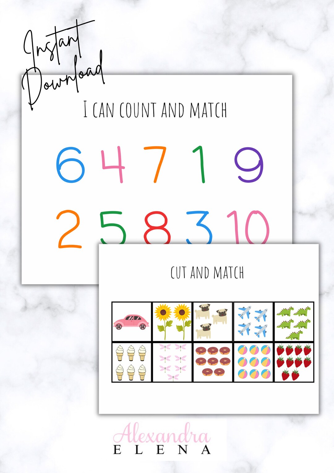 Count and Match Numbers 1-10 Printable Math Practice Pre-k Busy Binder ...