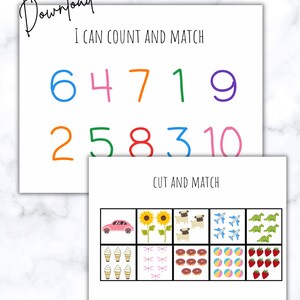 Count and Match Numbers 1-10 Printable Math Practice Pre-k Busy Binder ...