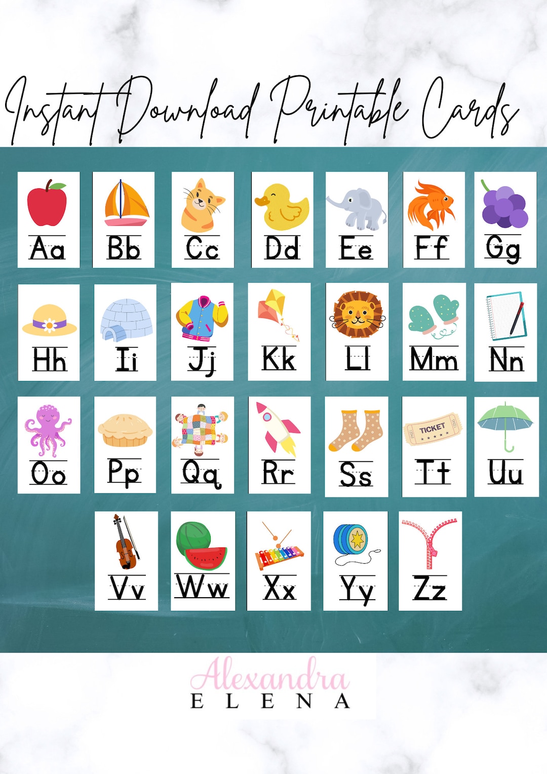 Alphabet Wall Cards ABC Picture Wall Posters for Classroom Printable - Etsy